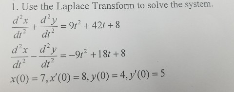 Solved Use the Laplace Transform to solve the system. d^2 | Chegg.com