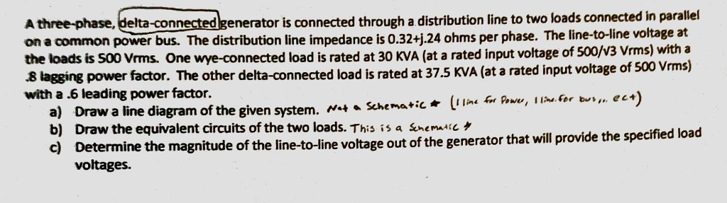 Solved A three-phase, (delta-connected generator is | Chegg.com