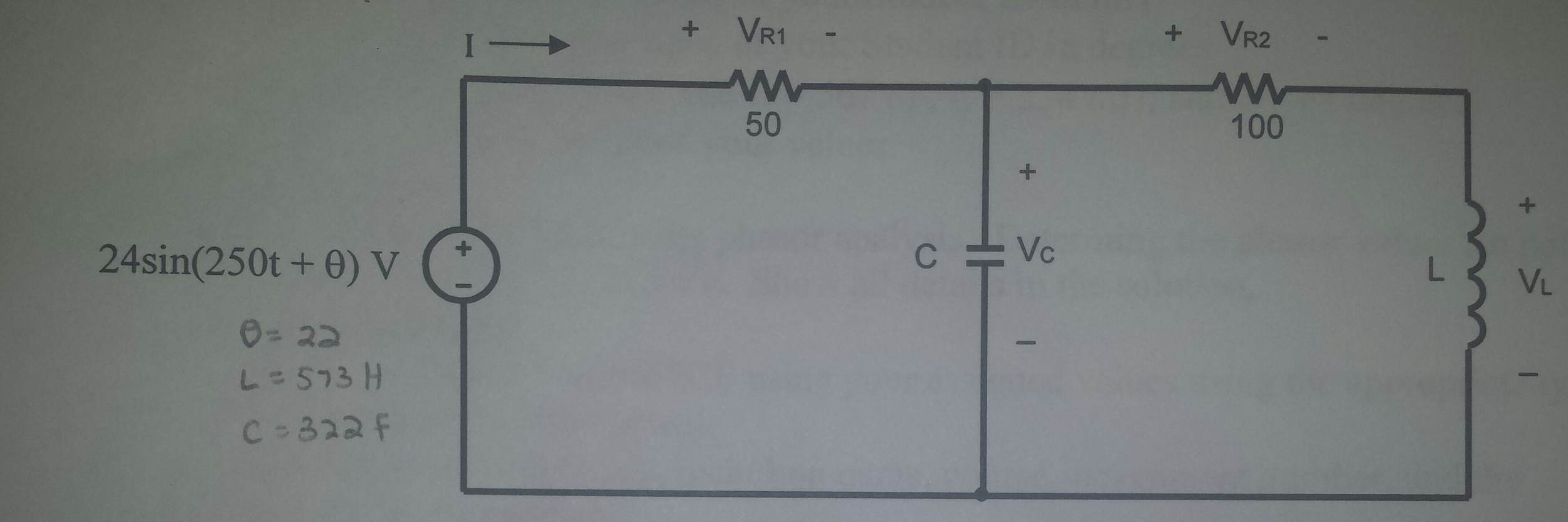 Solved For the following circuit please solve for I, VR1, | Chegg.com