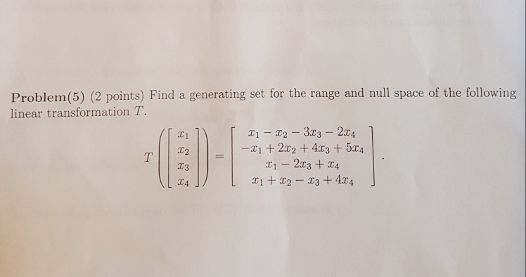 Solved Problem(5) (2 points) Find a generating set for the | Chegg.com