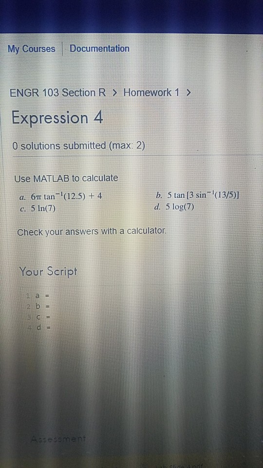 Solved My Courses Documentation ENGR 103 Section R Homework | Chegg.com