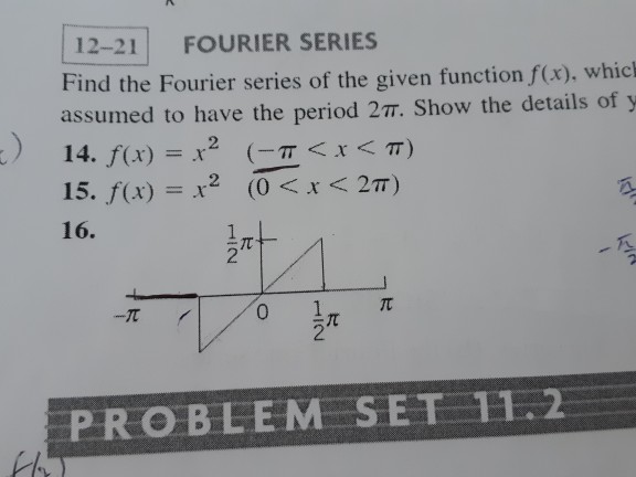 Solved 12 21 Fourier Series Find The Fourier Series Of The