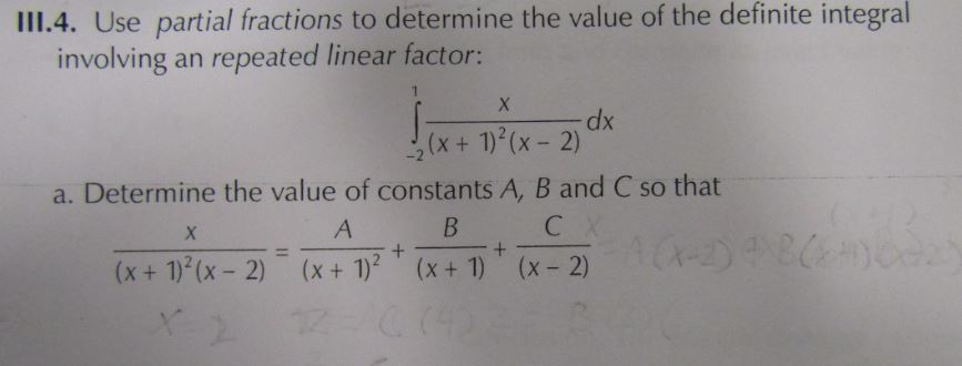 Solved Ill 4. Use partial fractions to determine the value | Chegg.com