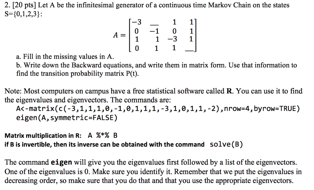 Let A be the infinitesimal generator of a continuous | Chegg.com