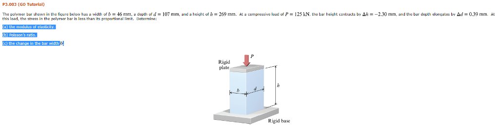 Solved The polymer bar shown in the figure below has a width | Chegg.com
