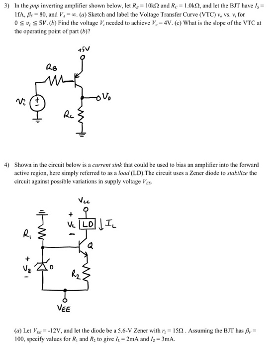 Solved In the pnp inverting amplifier shown below, let R_g = | Chegg.com