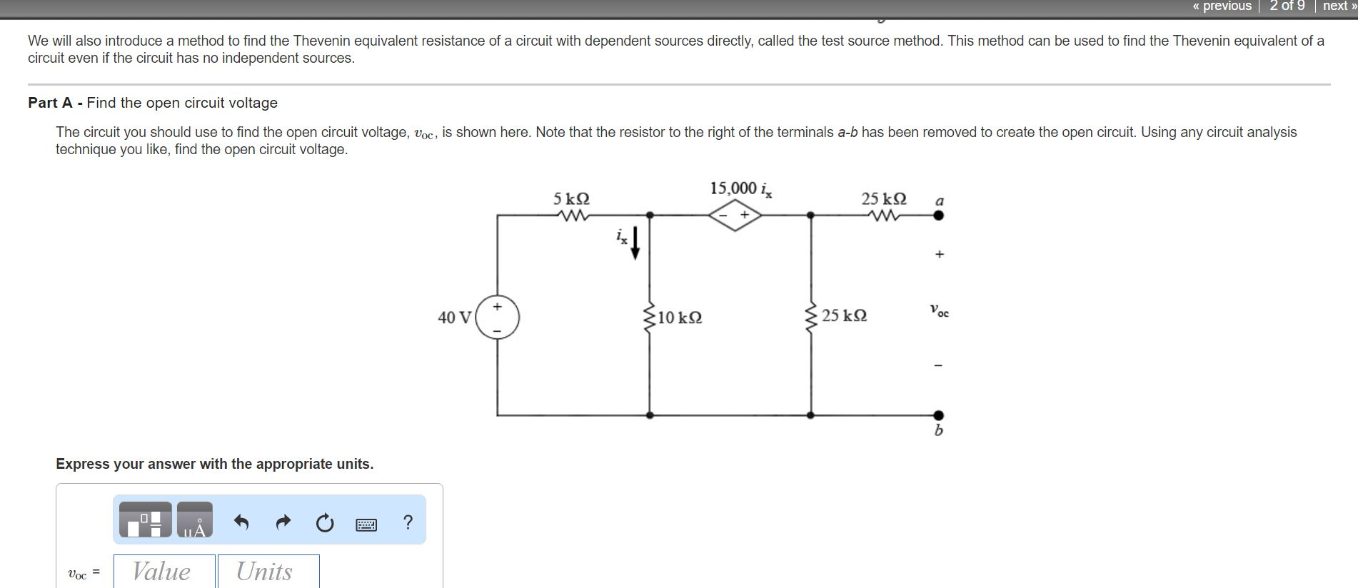 Solved The circuit you should use to find the open circuit | Chegg.com