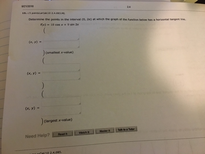 Solved Determine the points in the interval (0. 2 pi) at | Chegg.com