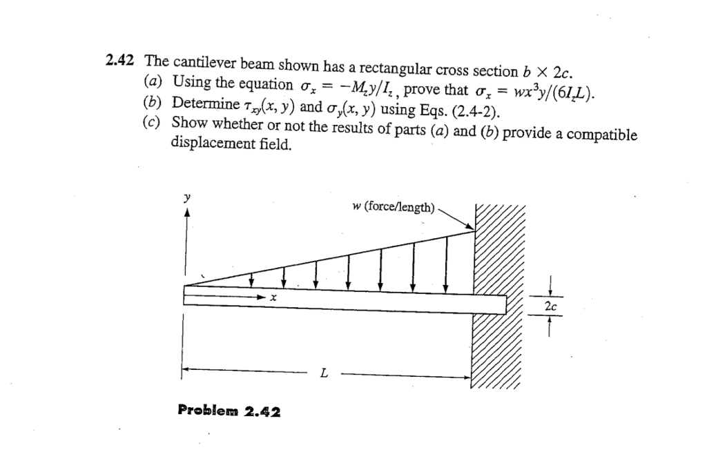 Solved 2.42 The cantilever beam shown has a rectangular | Chegg.com