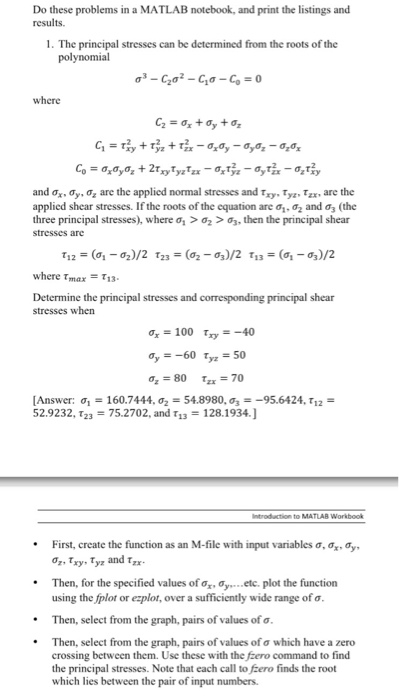 Solved Do these problems in a MATLAB notebook, and print the | Chegg.com