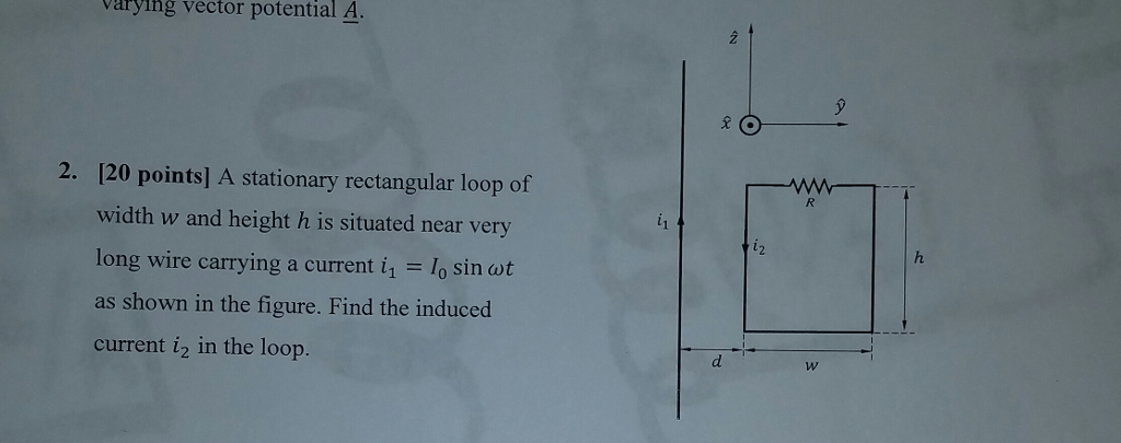 Solved A stationary rectangular loop of width w and height h | Chegg.com
