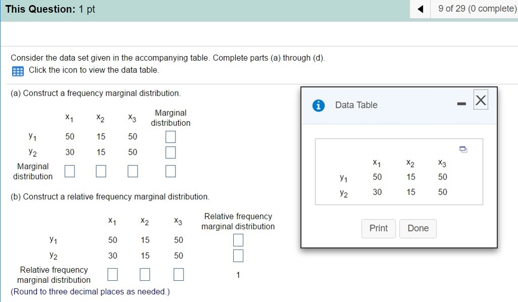 Solved This Question 1 pt Consider the data set given in the | Chegg.com