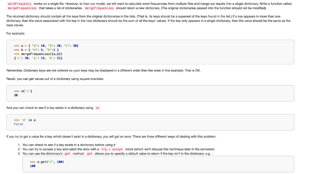 Solved def wordFrequency(text): counts = dict() | Chegg.com