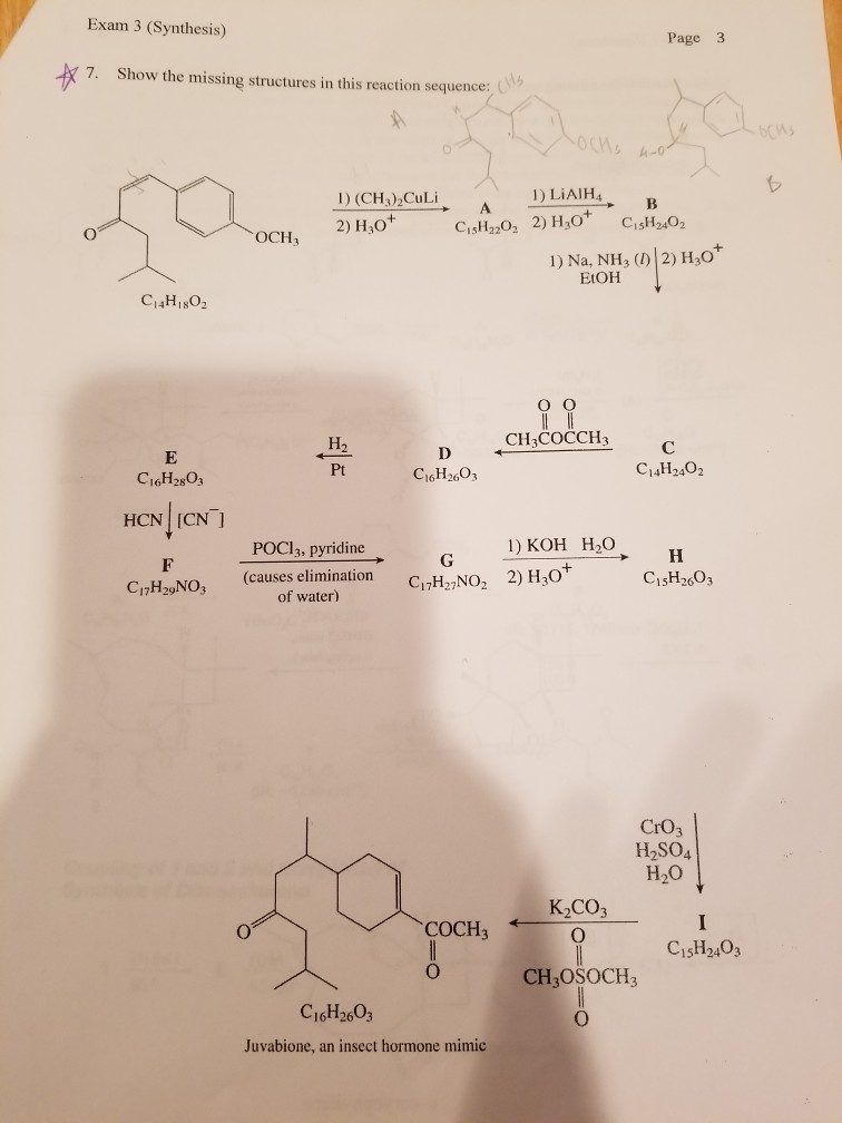 Solved Exam 3 (Synthesis) Page 3 7. Show the missing | Chegg.com