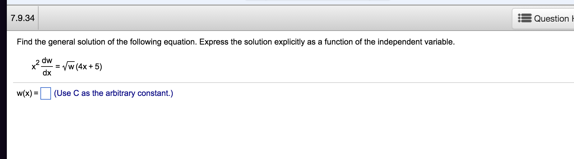 Solved Find the general solution of the following equation. | Chegg.com