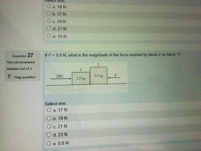 Solved If F = 5.0 N, what is the magnitude of the force | Chegg.com