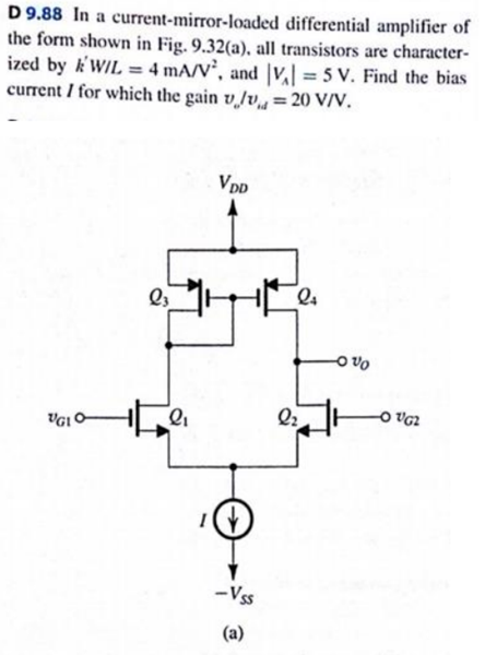 Solved In a current-mirror-loaded differential amplifier of | Chegg.com