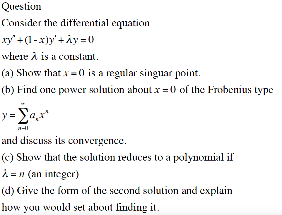 Second Order Differential Equation Method