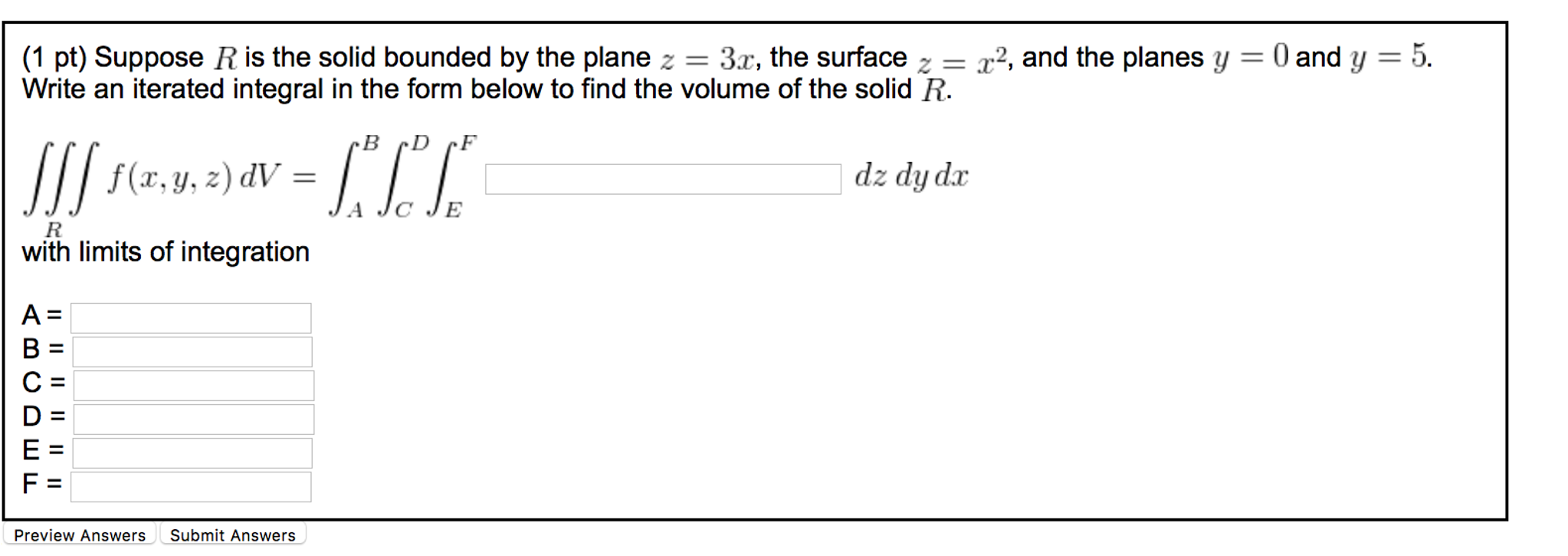 Solved Suppose R is the solid bounded by the plane z = 3x, | Chegg.com