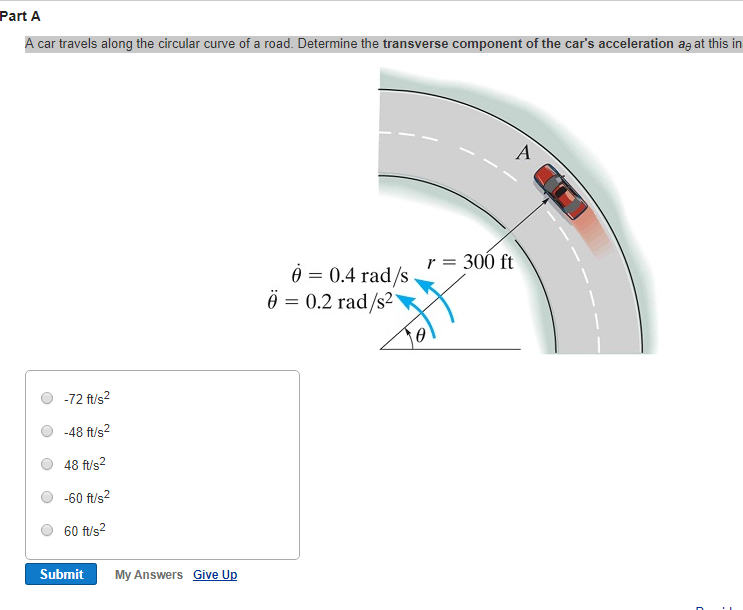 Solved A car travels along the circular curve of a road. | Chegg.com