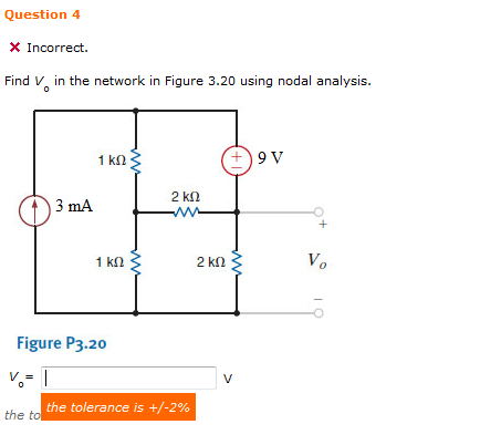 Solved Find Vo in the network in Figure 3.20 using nodal | Chegg.com