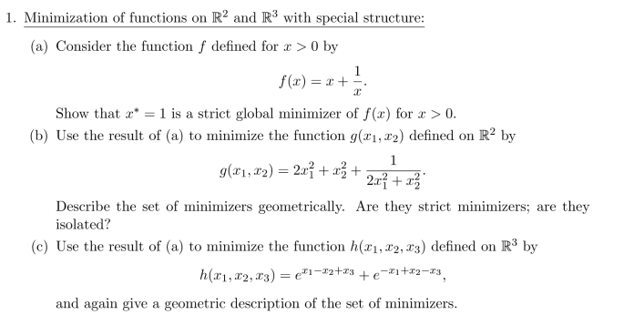 Solved 1. Minimization of functions on R2 and R' with | Chegg.com