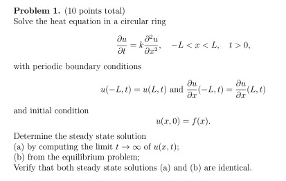 Solved Solve the heat equation in a circuit ring delta u/ | Chegg.com
