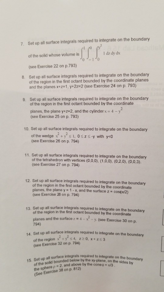 Solved Set up all surface integrals required to integrate on | Chegg.com