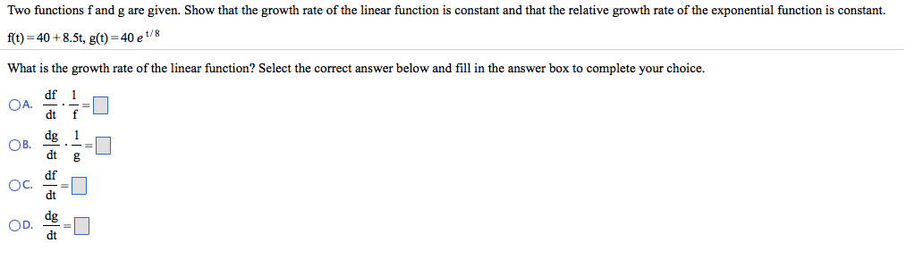 Solved Two functions f and g are given. Show that the growth | Chegg.com