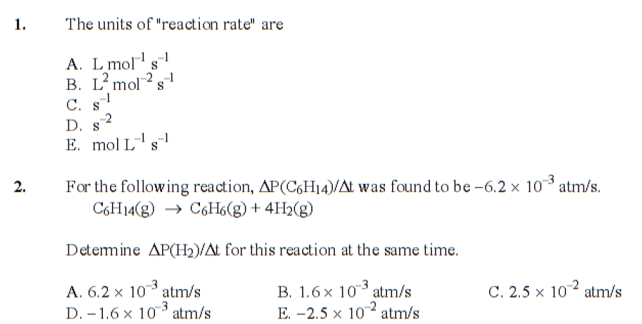 1. The units of "reaction rate" are B. L2 mol 2 s -1 | Chegg.com
