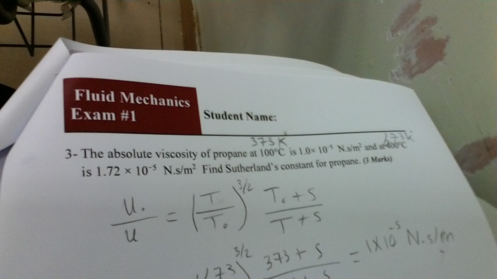 Solved The absolute viscosity of propane at 100 degree C is | Chegg.com