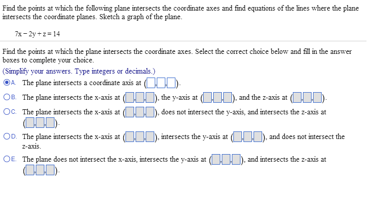 Solved Find the points at which the following plane | Chegg.com