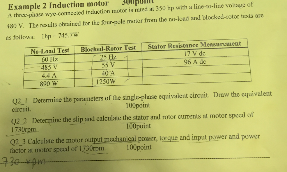 Solved A three-phase wye-connected induction motor is rated | Chegg.com