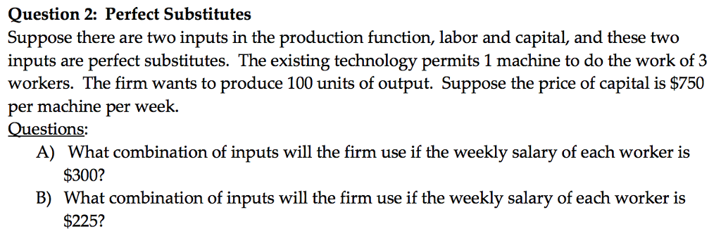 Solved Suppose there are two inputs in the production | Chegg.com