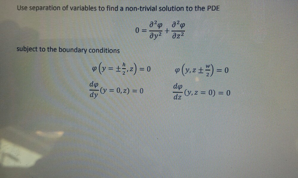 Solved Use separation of variables to find a non-trivial | Chegg.com