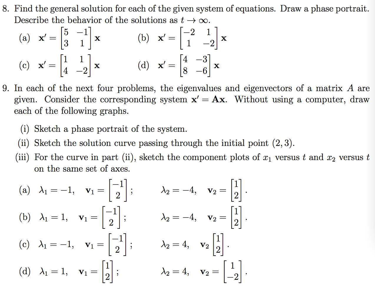 Find the general solution for each of the given | Chegg.com