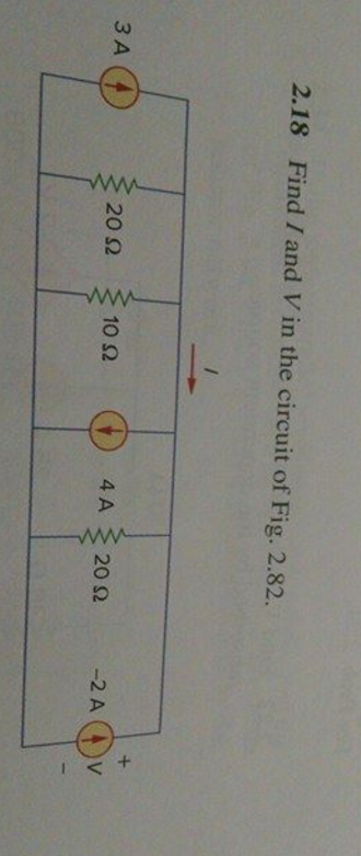 Solved Find I and V in the circuit of Fig. 2.82. | Chegg.com