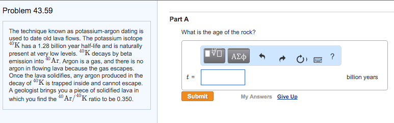 Solved The technique known as potassium-argon dating is used | Chegg.com