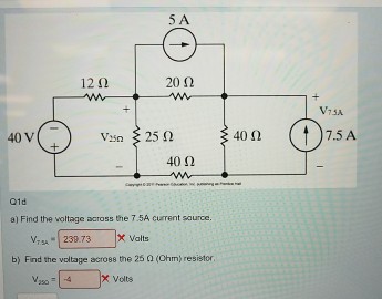 Solved a) Find the voltage across the 7.5A current source. | Chegg.com