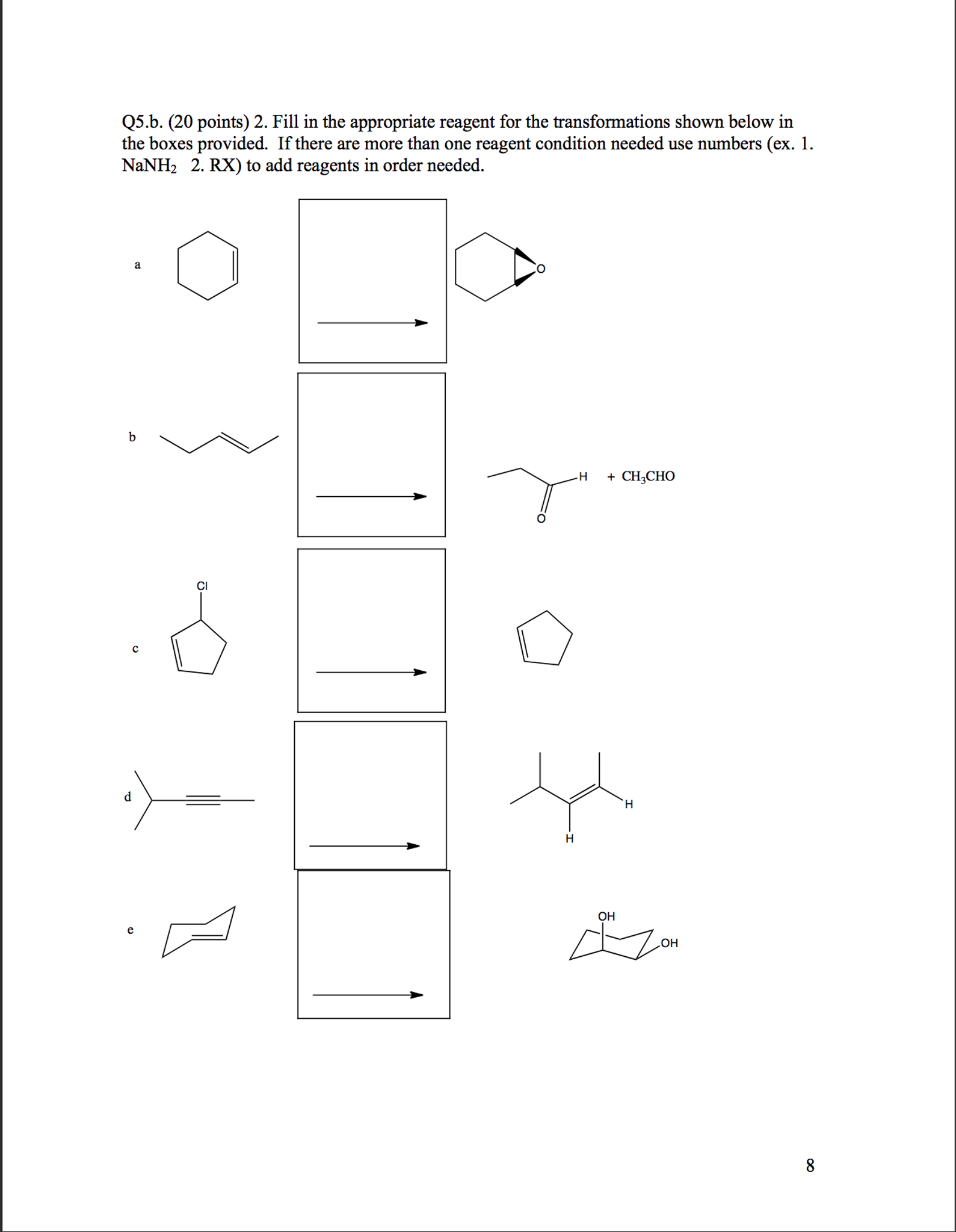 Solved Fill in the appropriate reagent for the | Chegg.com