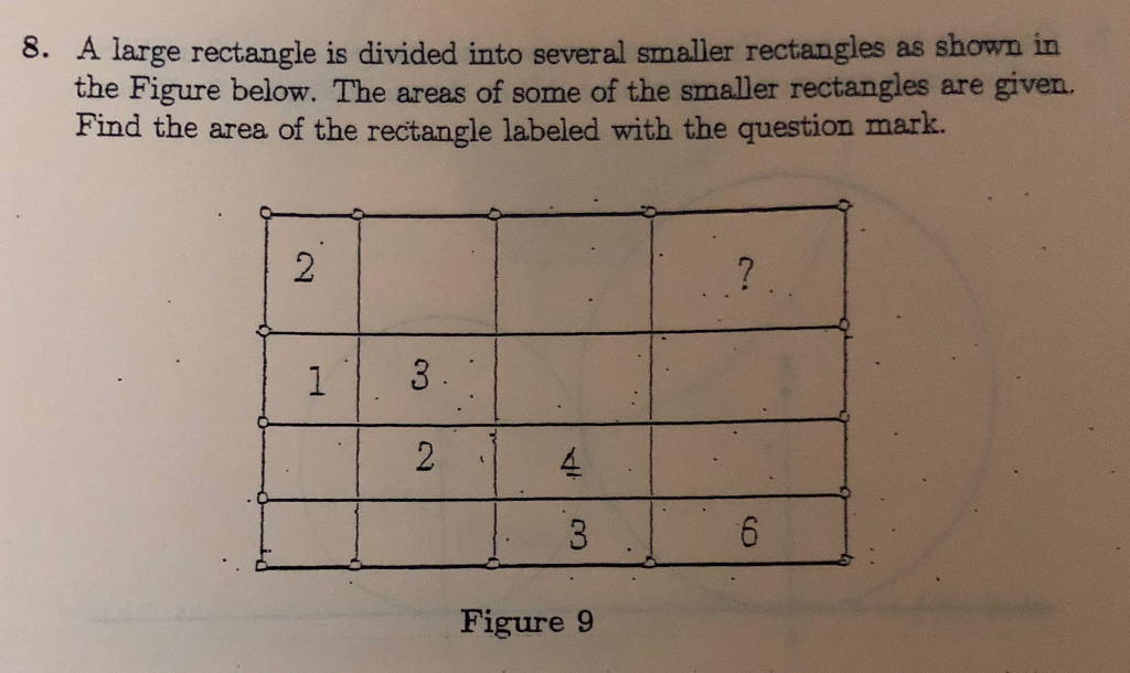 Solved 8. A large rectangle is divided into several smaller | Chegg.com