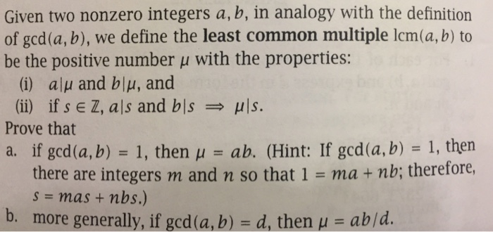 Solved Given two nonzero integers a, b, in analogy with the | Chegg.com