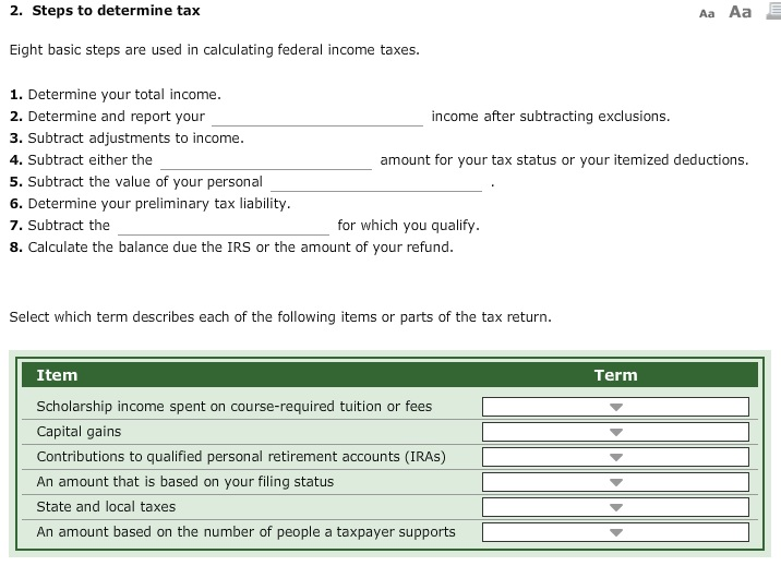 2. Steps to determine tax Aa Aa Eight basic steps are | Chegg.com