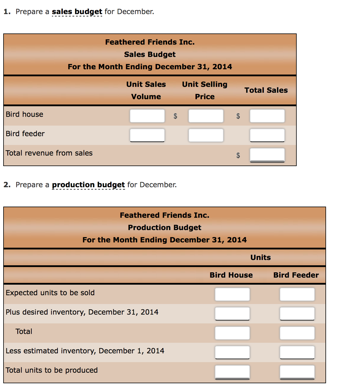 Solved Chapter 21 Final Problem Budgeted Income Statement | Chegg.com