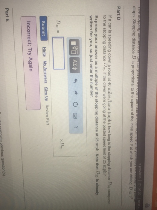 Solved If a car is speeding down a road at 40 miles/hour | Chegg.com