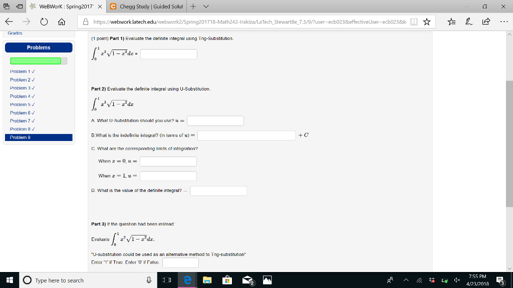 Calculus Archive | April 23, 2018 | Chegg.com
