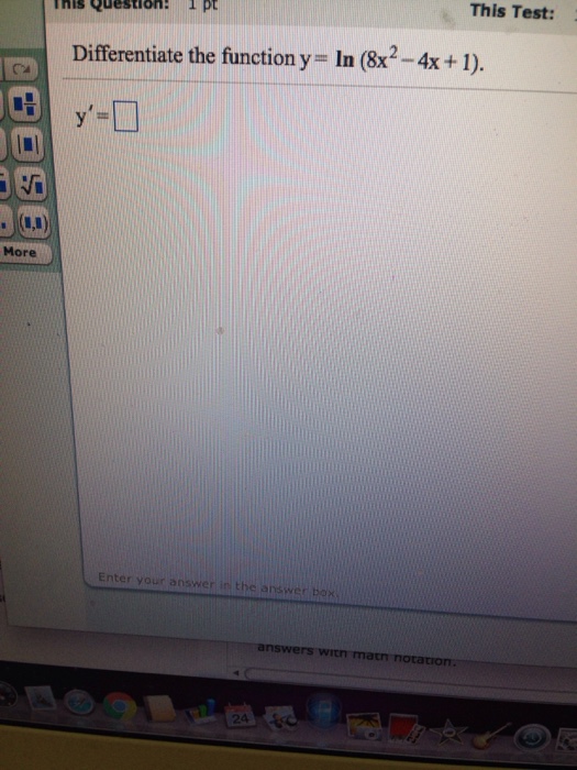 Solved Differentiate the function y = In (8x^2-4x + 1). y' = | Chegg.com