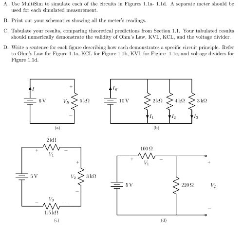 Solved A. Use MultiSim to simulate each of the circuits in | Chegg.com