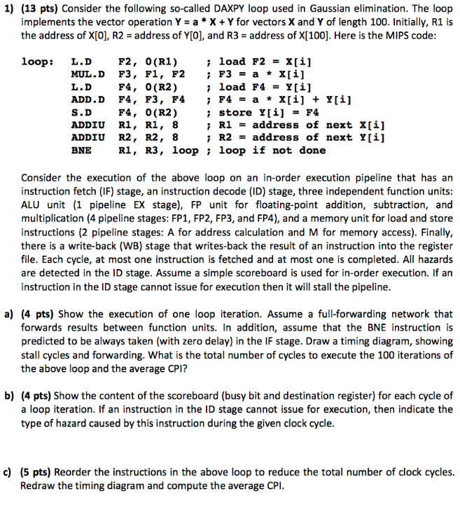 Consider the following so-called DAXPY loop used in | Chegg.com