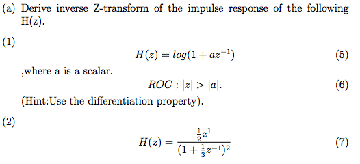 Solved (a) Derive inverse Z-transform of the impulse | Chegg.com